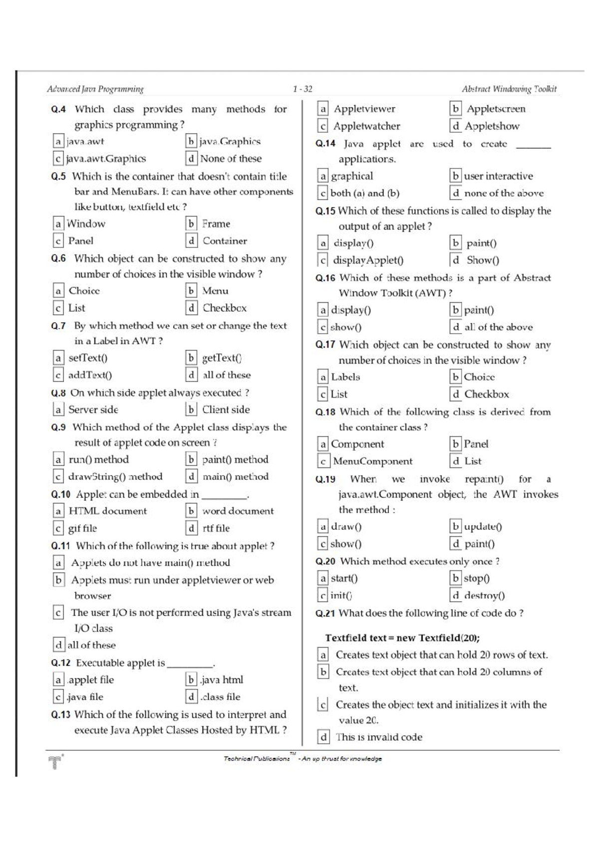 Advance Java Programming MCQ's - Advanced Java Programming Abstract ...