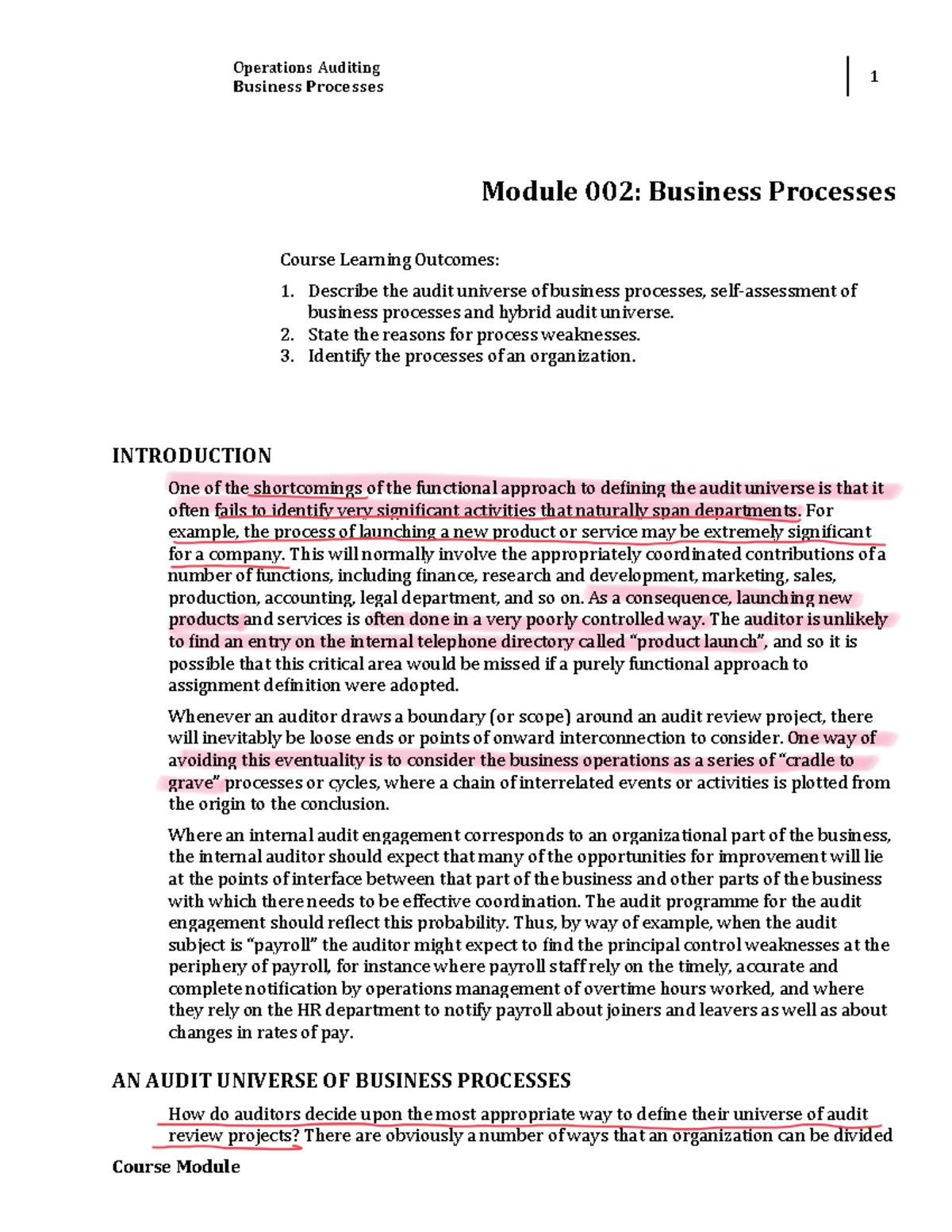 Module 002 Business Processes - Operations Auditing Business Processes ...