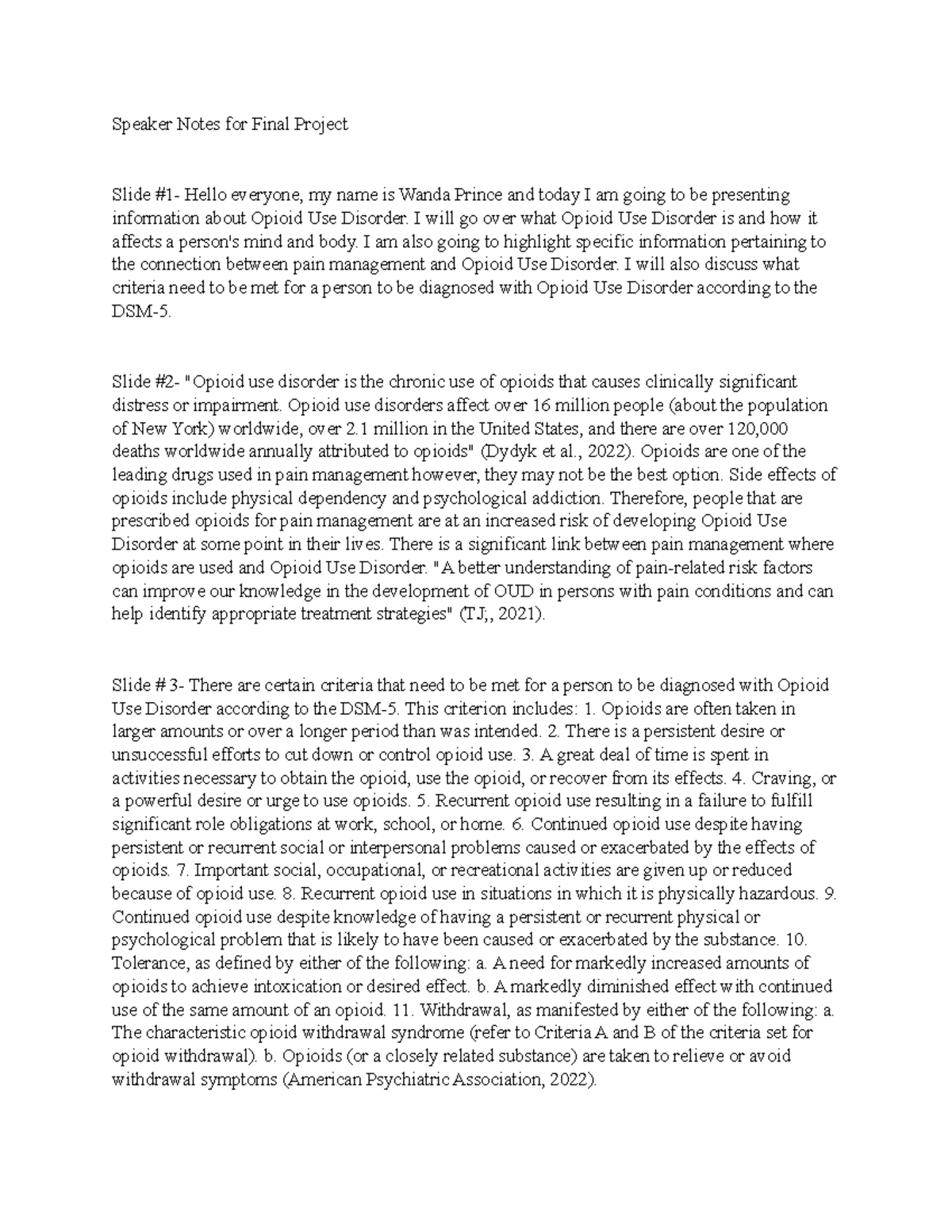 Speaker Notes for Week 7 Final Project Pharm WJP - Speaker Notes for ...