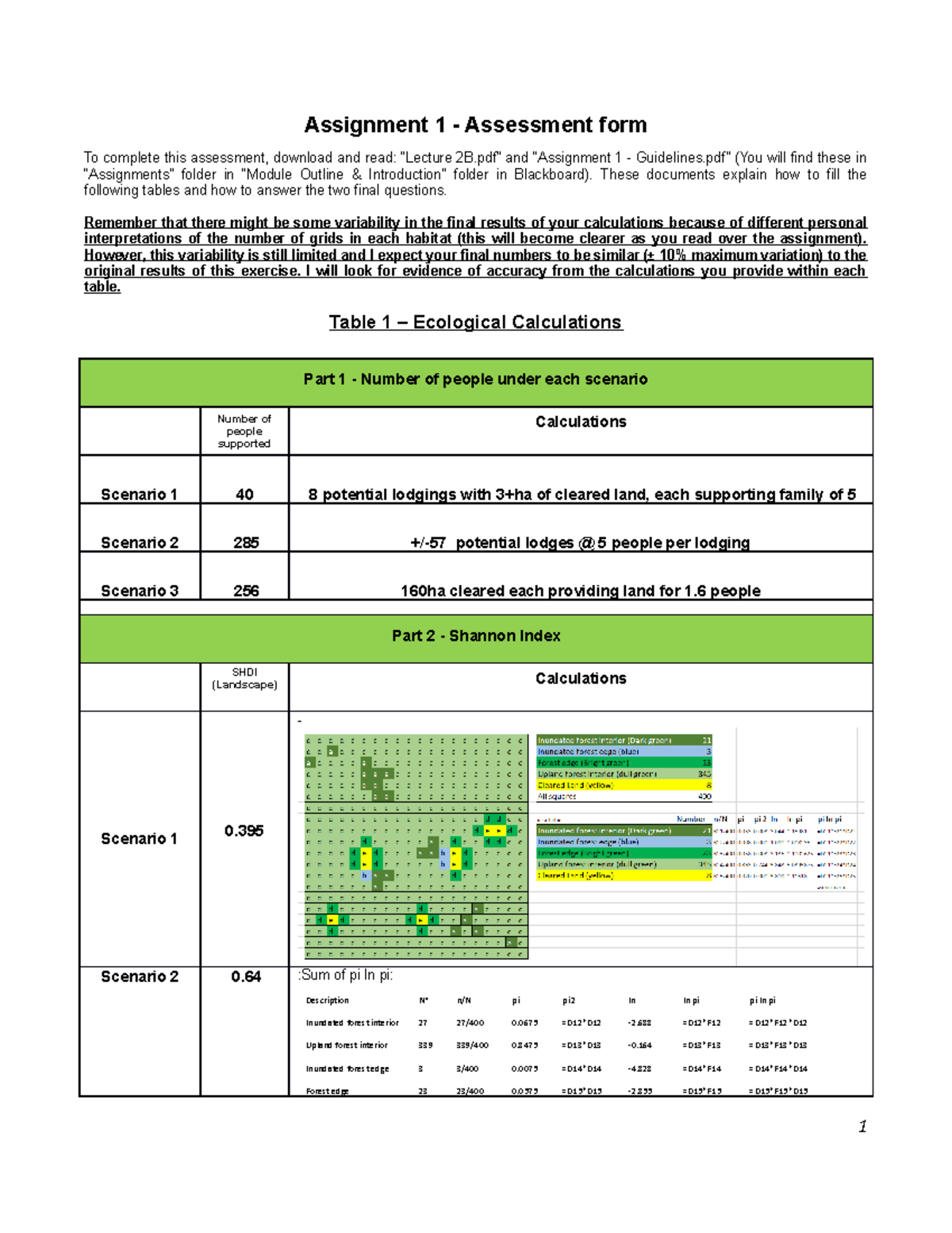 Assignment 1 - Exercise Form - Assignment 1 - Assessment form To ...