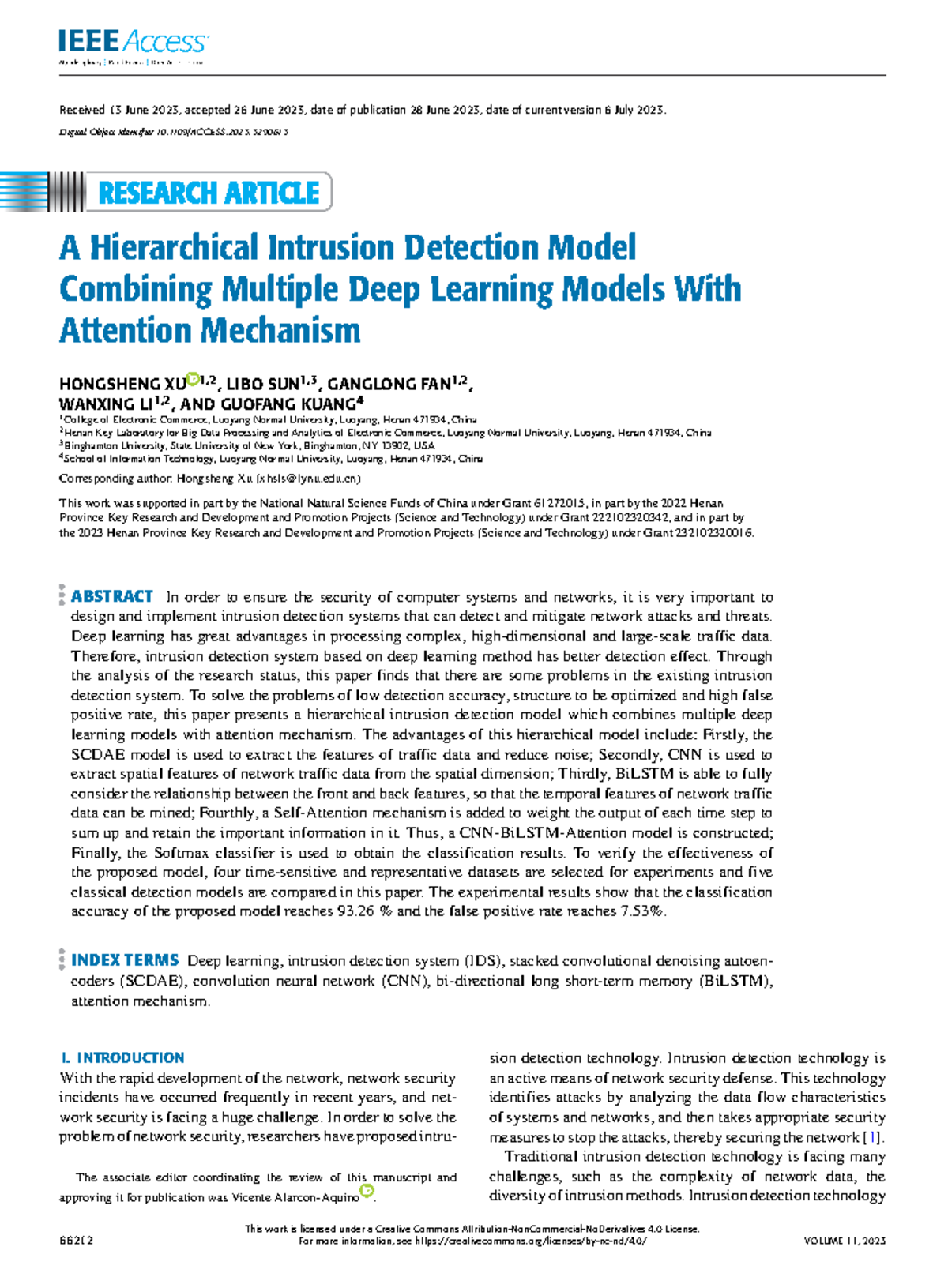 A Hierarchical Intrusion Detection Model Combining Multiple Deep