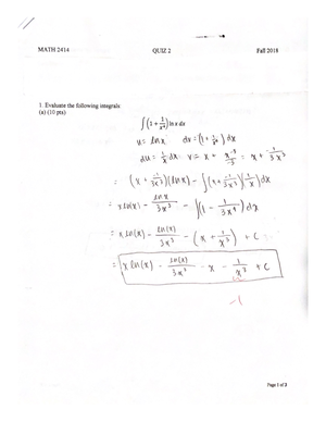 Calc 2 exam 2 formulas - MATH 2414 - Studocu