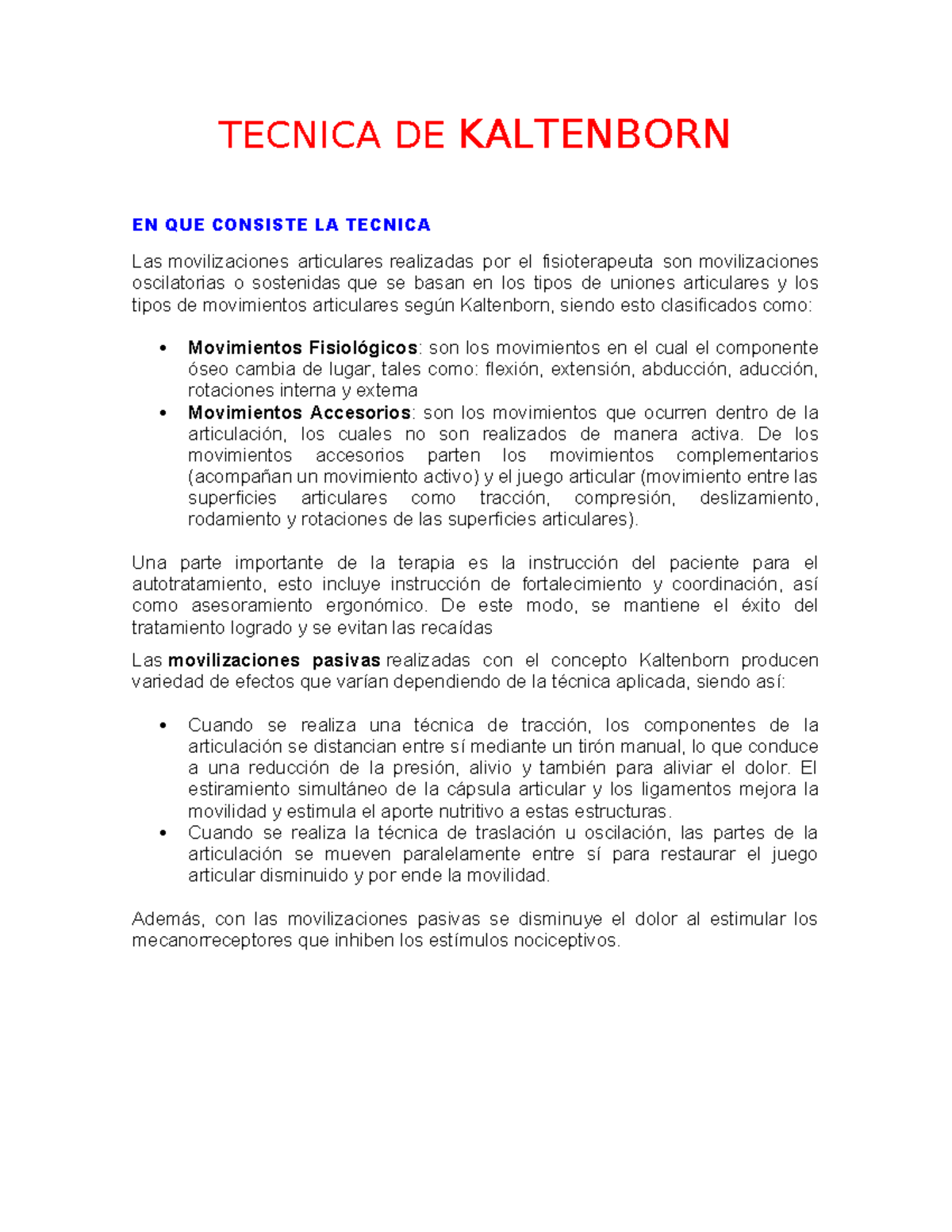 Tecnica DE Kaltenborn - TECNICA DE KALTENBORN EN QUE CONSISTE LA ...