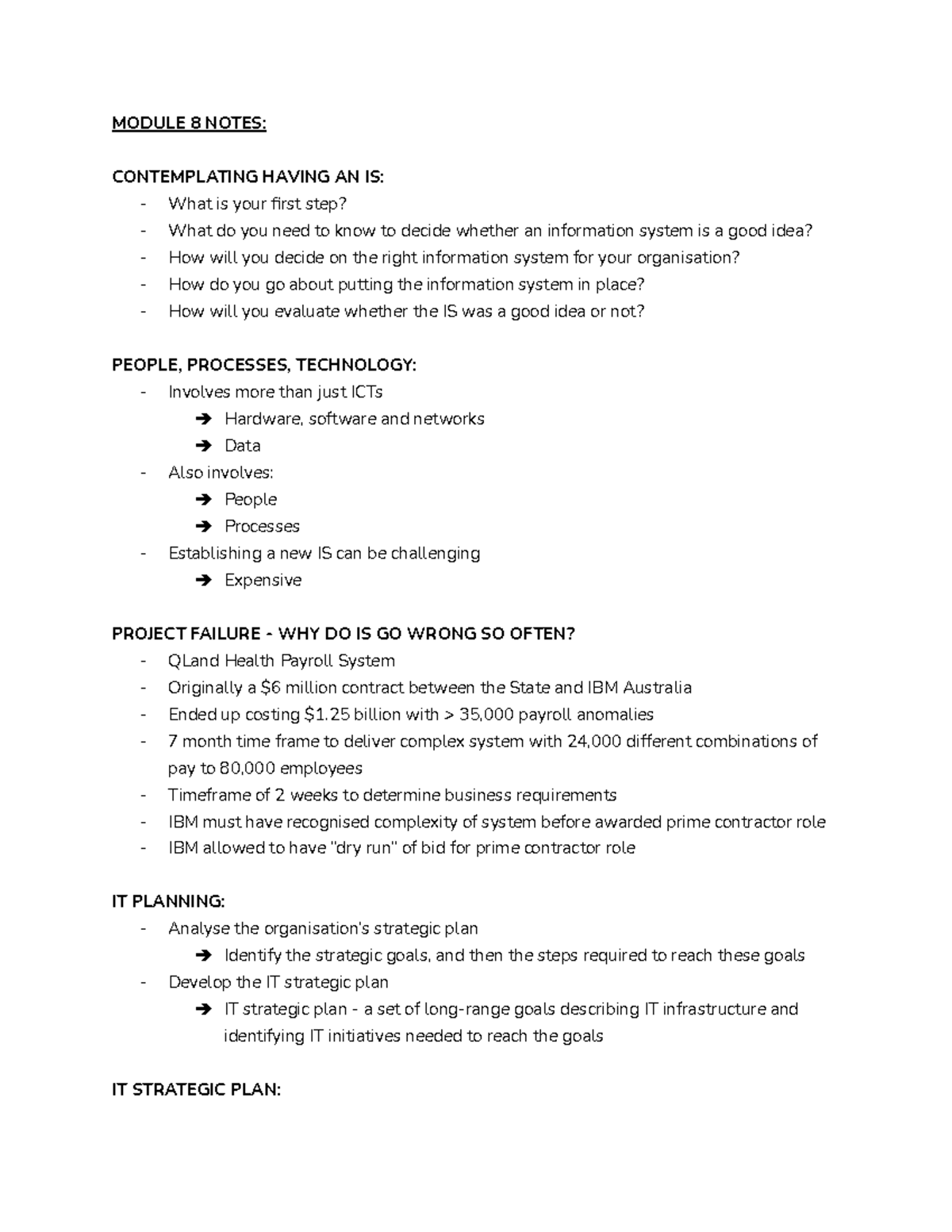 Module 8 Notes - MODULE 8 NOTES: CONTEMPLATING HAVING AN IS: What is ...