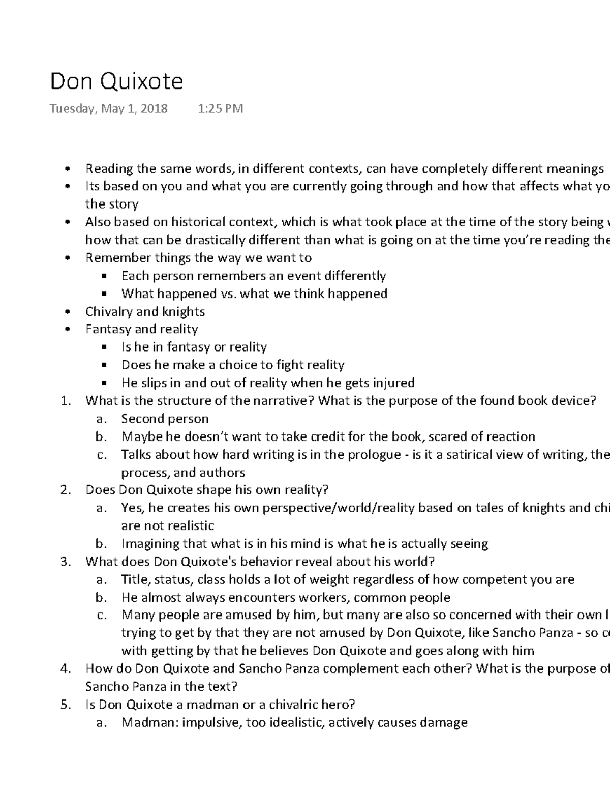 Don Quixote - notes - Warning: TT: undefined function: 32 Reading the ...