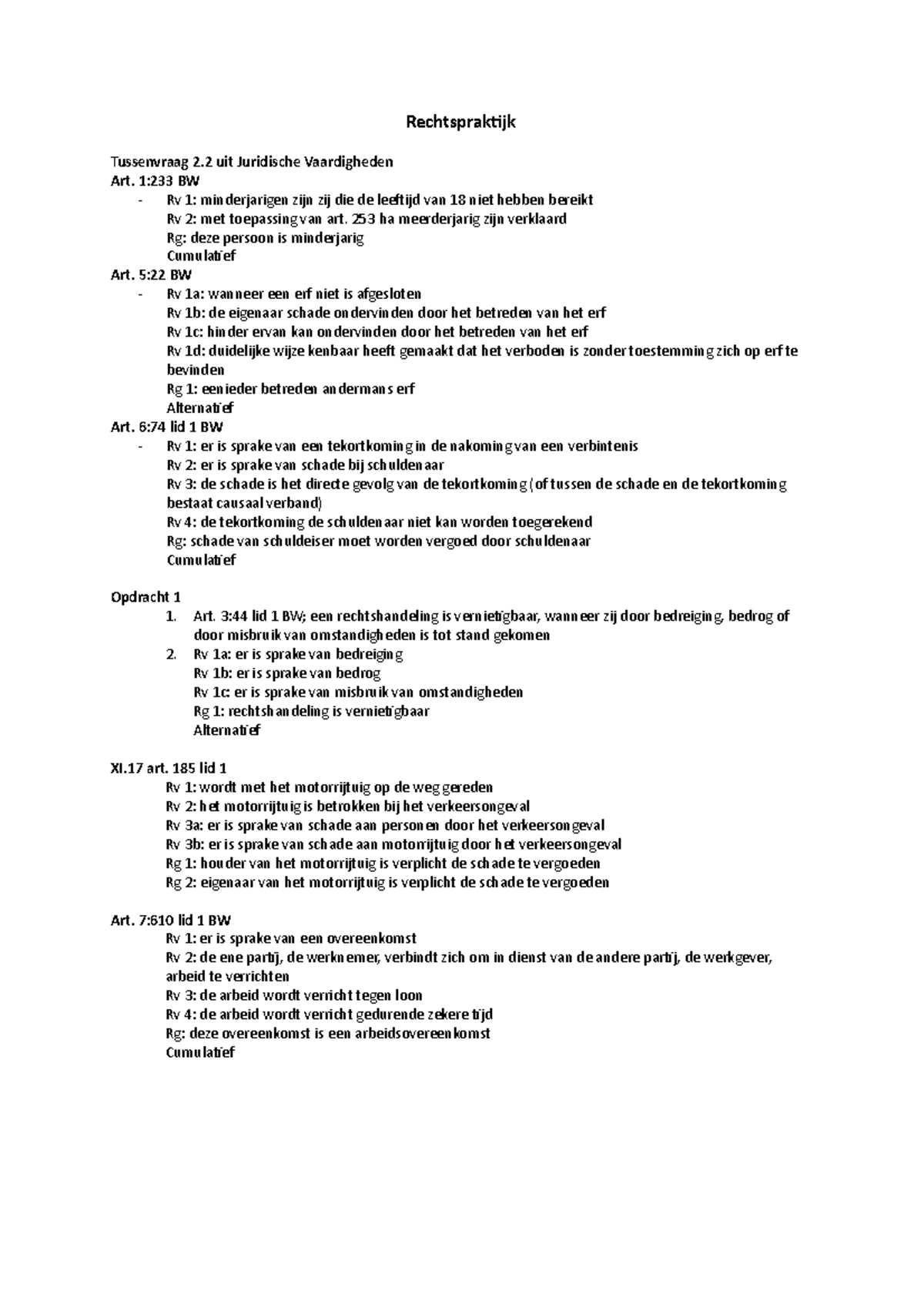 Rechtspraktijk, Juridische Vaardigheden - Rechtspraktijk Tussenvraag 2 ...