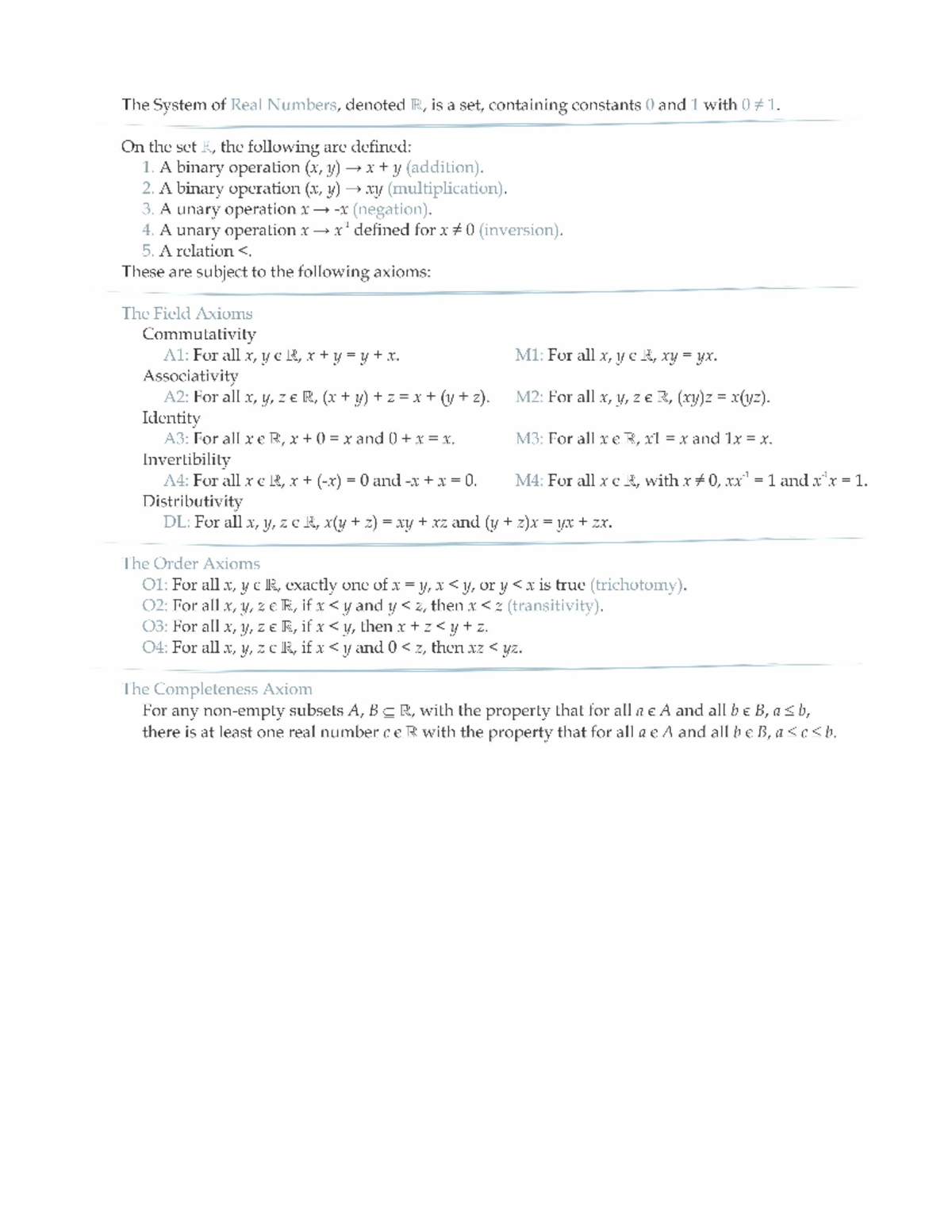 Definition of the Real Numbers - mktg 1310 - Studocu