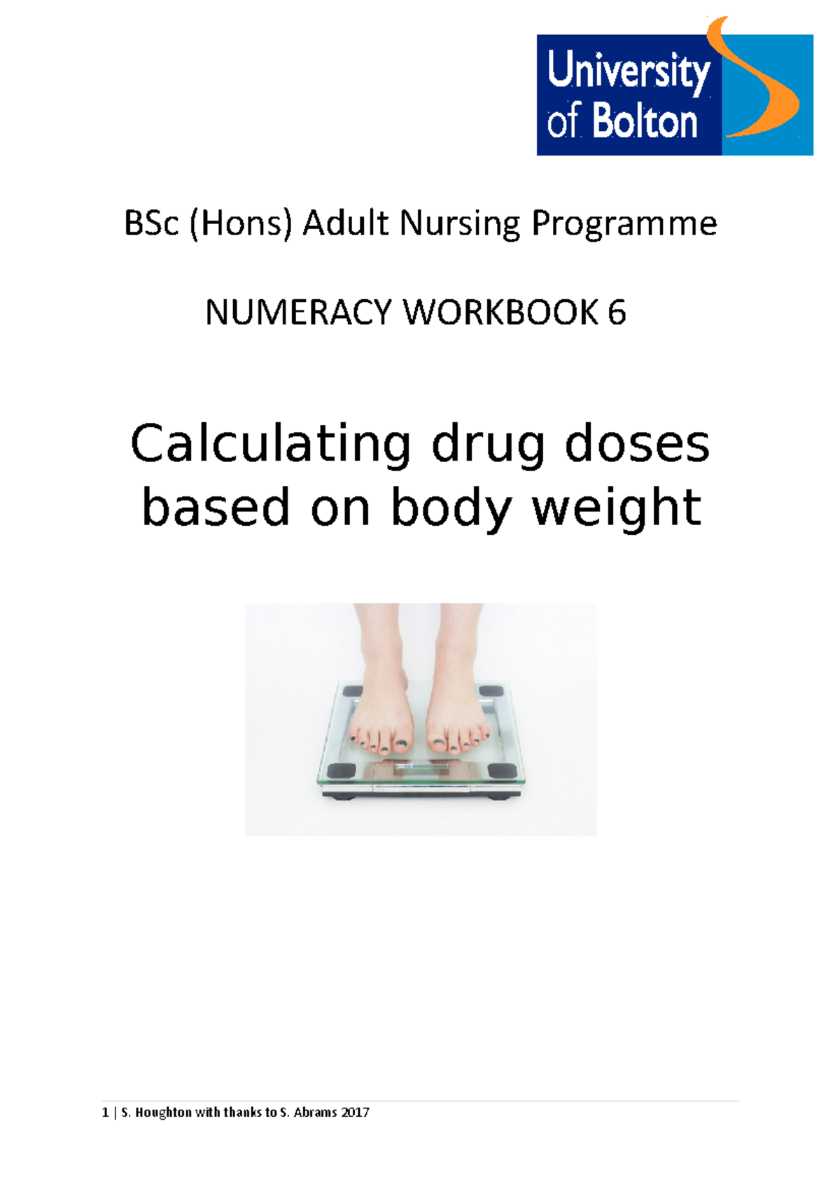 Drug doses based on body weight - BSc (Hons) Adult Nursing Programme ...