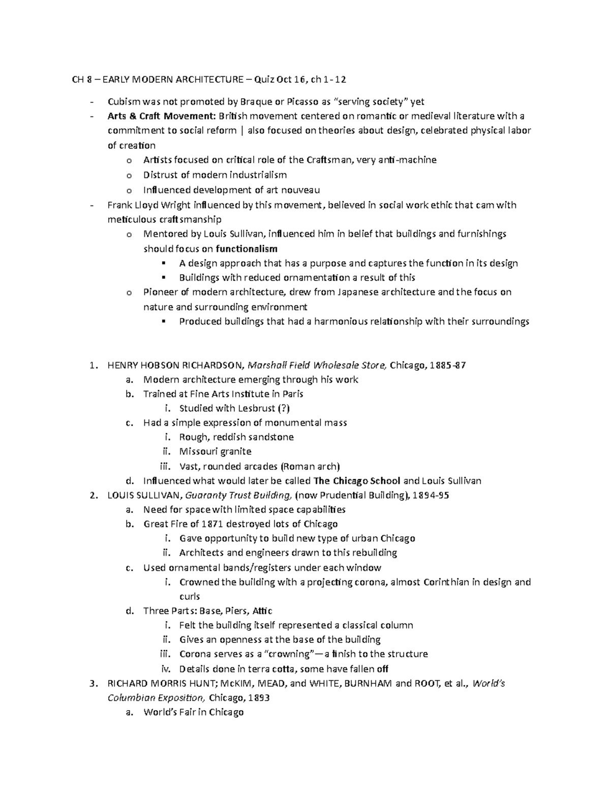 CH 8 Notes - Early Architecture - CH 8 – EARLY MODERN ARCHITECTURE ...