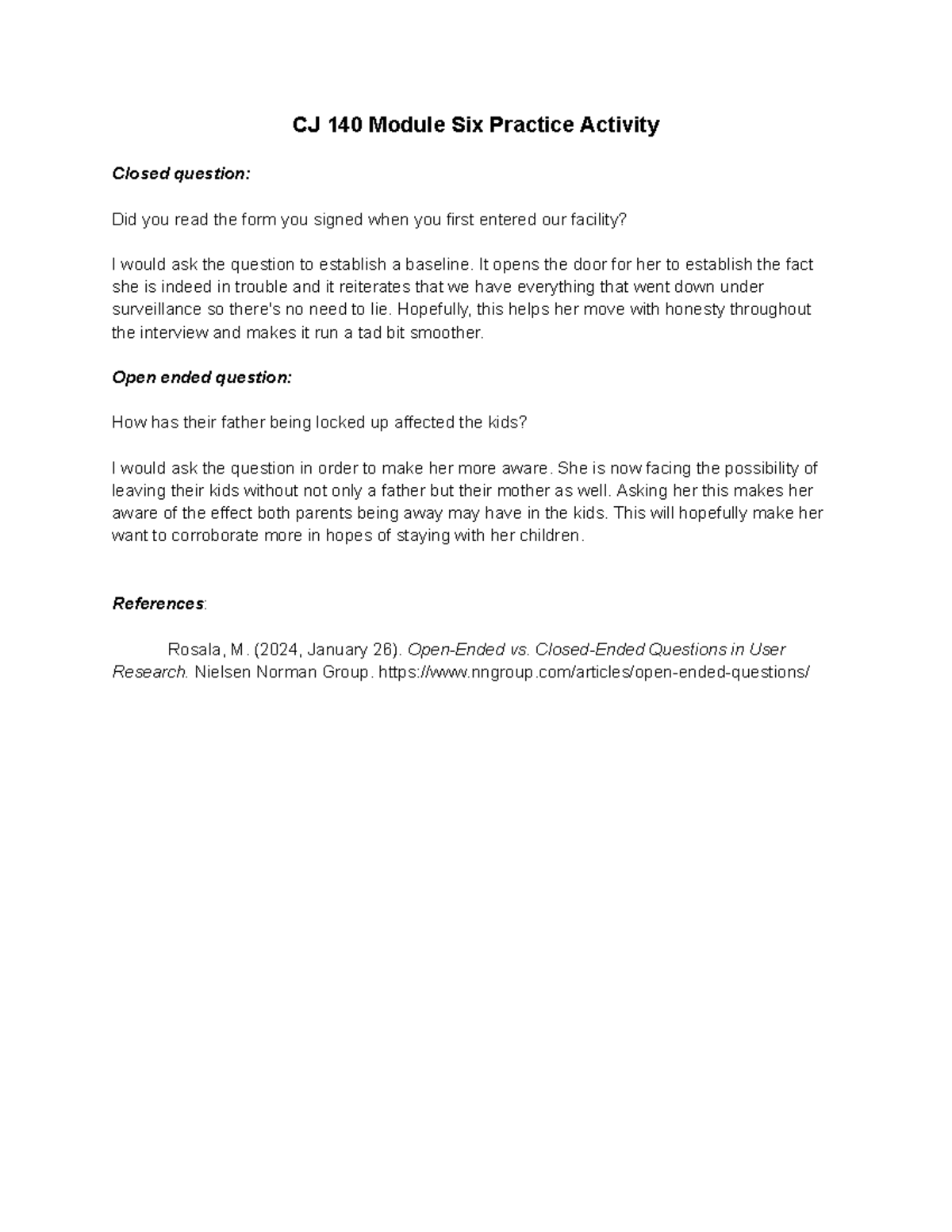 CJ 140 Module Six Practice Activity - CJ 140 Module Six Practice ...