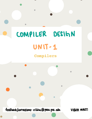 Introduction Compiler Design - Unit 1 Compiler Design 1: Language Processors A Compiler is a ...