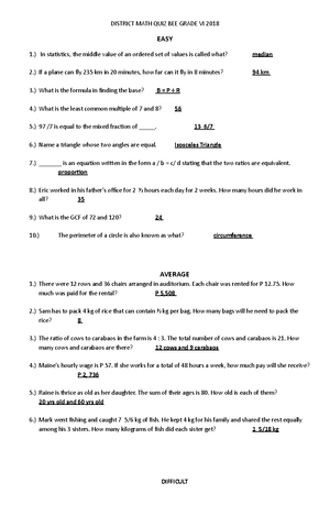 438003511 Math Quiz Bee Grade 7 docx - MATH QUIZ BEE GRADE 7 EASY These ...