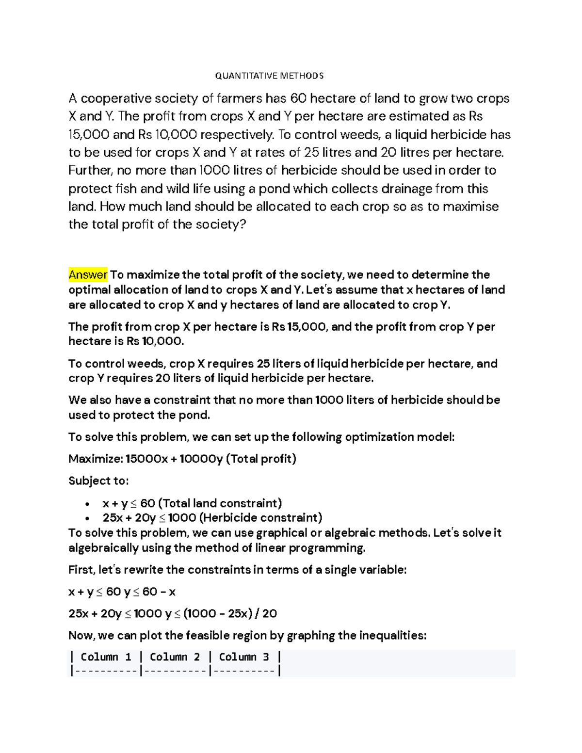 Studocu - PRACTICE QUESTIONS - QUANTITATIVE METHODS A cooperative society of farmers has 60 ...