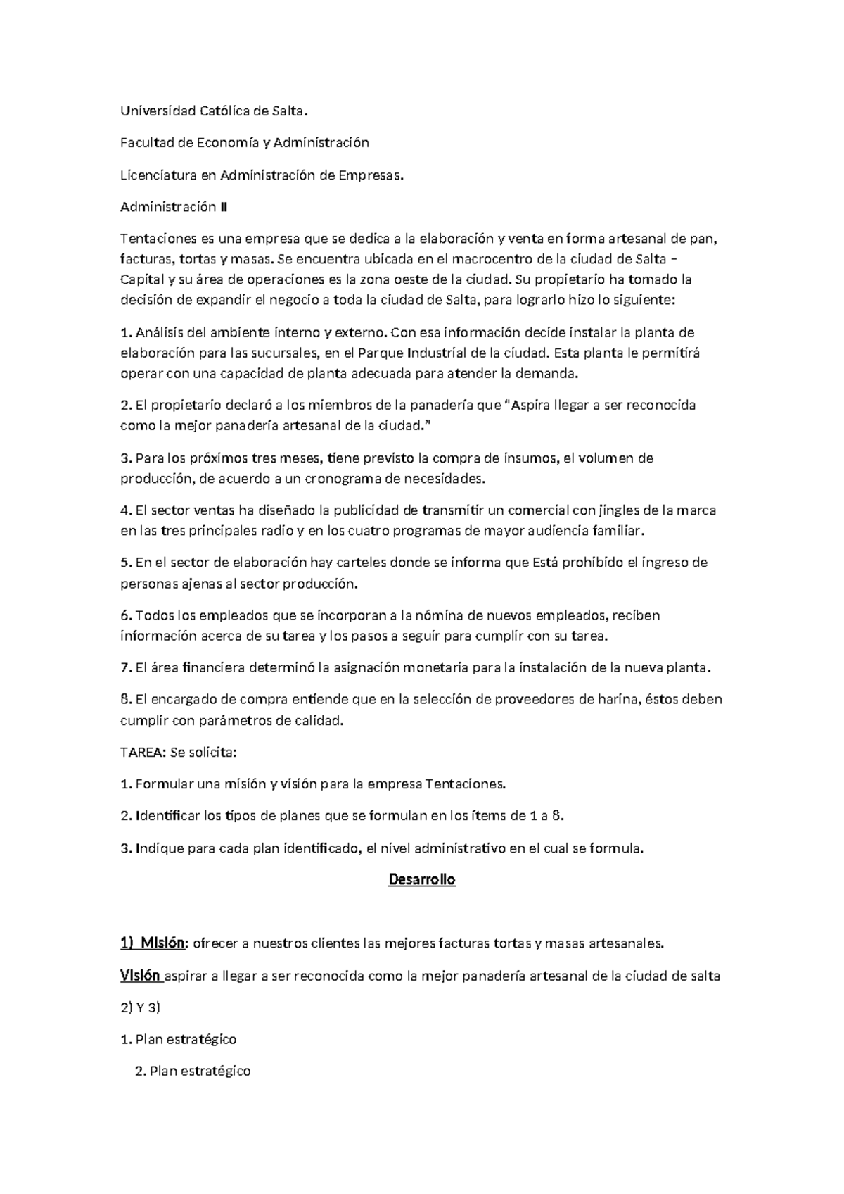 TP 2 ADMI II - TP DE ADMI 2 - Universidad Católica de Salta. Facultad de Economía y ...