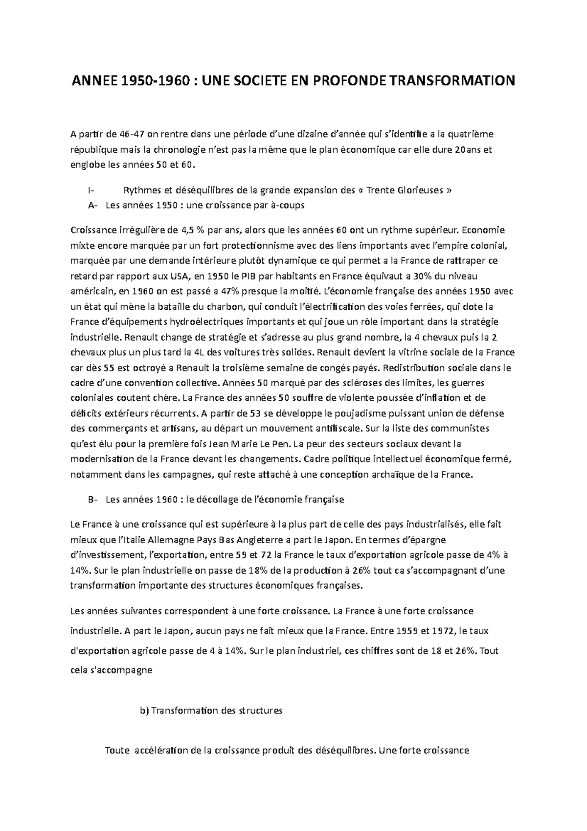 Cours 6 - ANNEE 1950-1960 : UNE SOCIETE EN PROFONDE TRANSFORMATION A ...