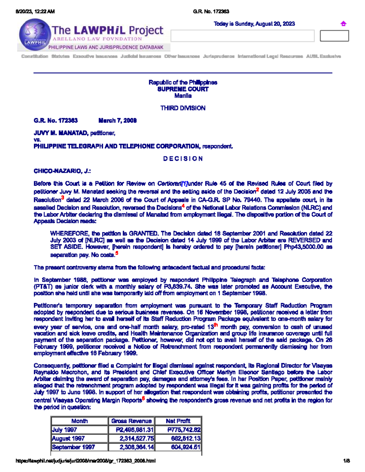 205 Manatad v. Philippine Telegraph and Telephone Corporation, G.R. NO ...