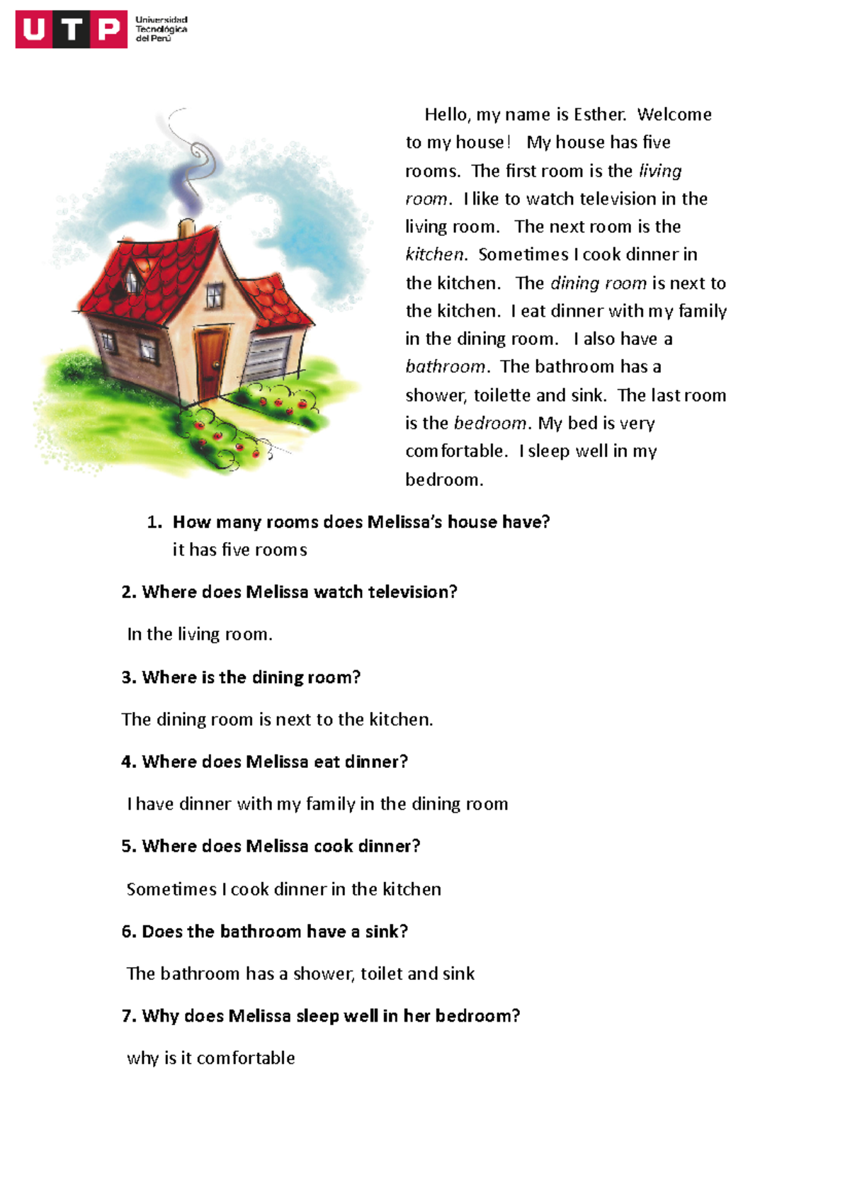 My House reading activities Conociendo MI CASAunit 4-week 10 - Ingles ...