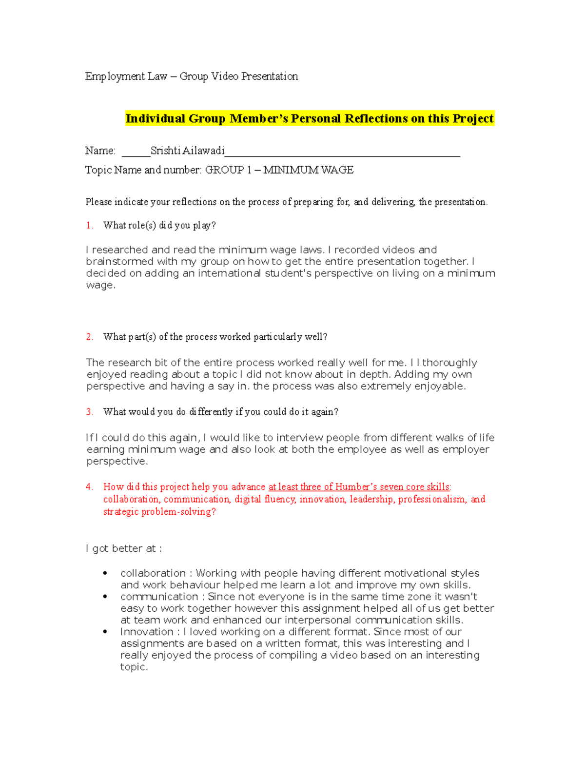 Individual Reflection on Group Video Presentation Assignment W22 ...