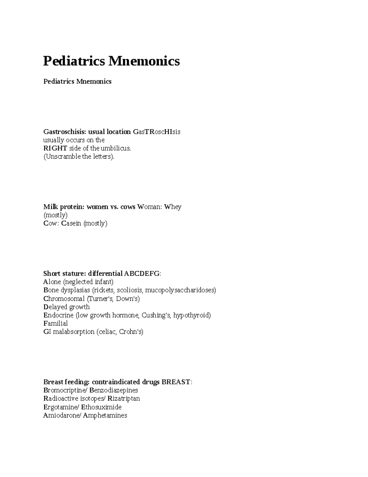 268374740 Pediatrics Mnemonics - Pediatrics Mnemonics Pediatrics ...
