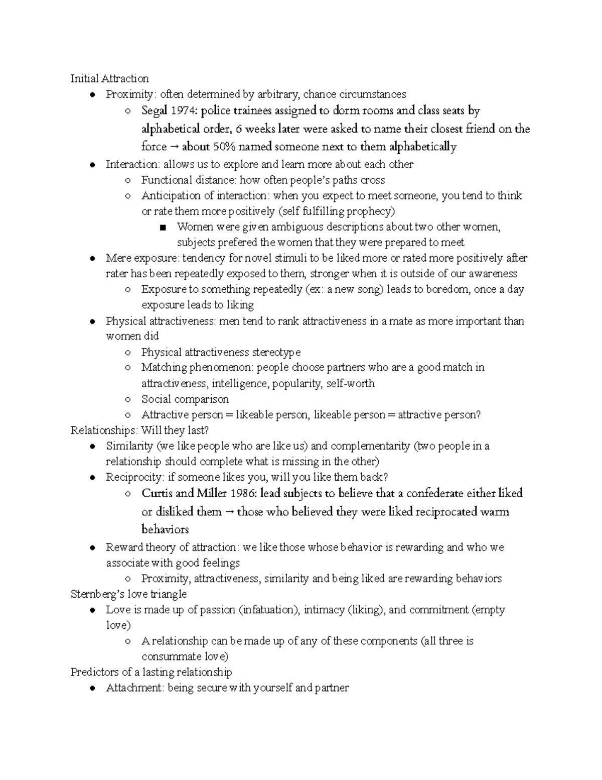 Attraction and Intimacy - Initial Attraction Proximity: often ...