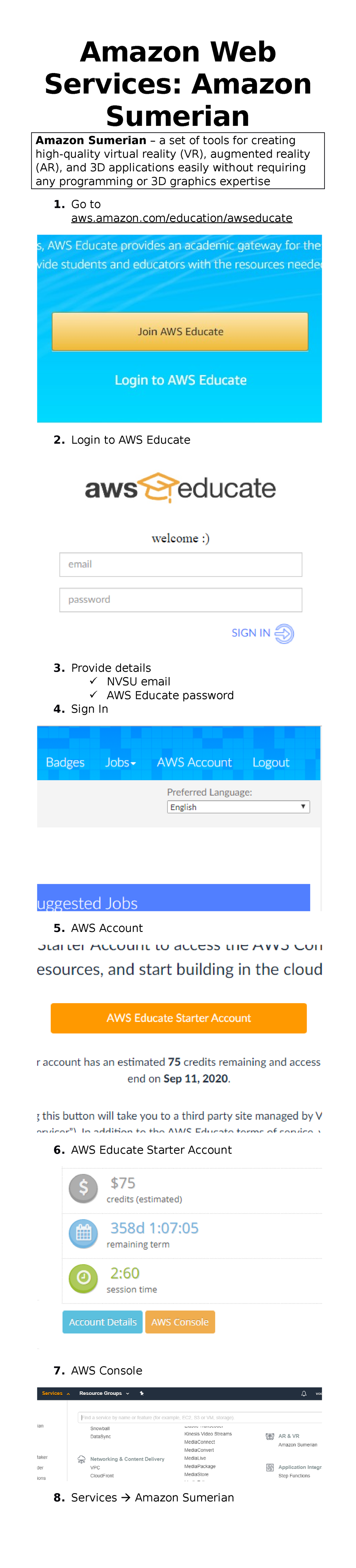 AWS - Sumerian - First Chapter - Amazon Web Services: Amazon Sumerian Amazon Sumerian – a set of ...