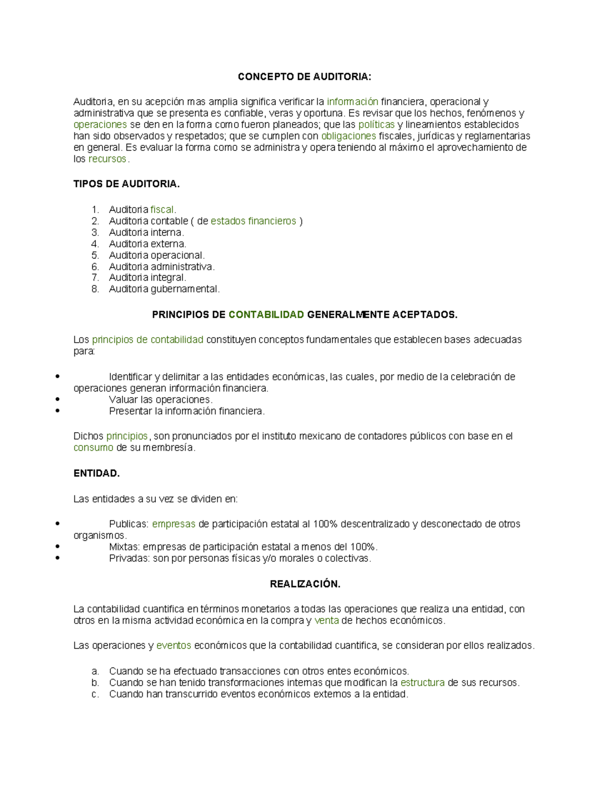 CONCEPTOS BÁSICOS DE AUDITORÍA Y SUS DEFINICIONES - CONCEPTO DE ...