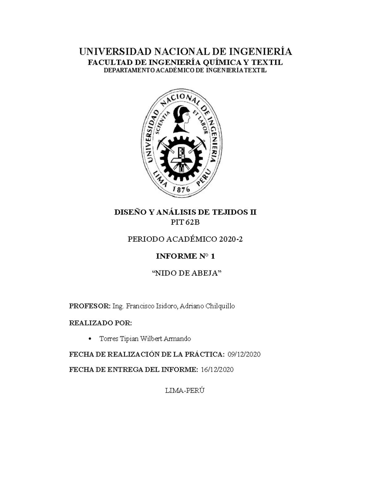 Informe 1 - Torres Tipian Wilbert Armando - PIT62B - UNIVERSIDAD ...