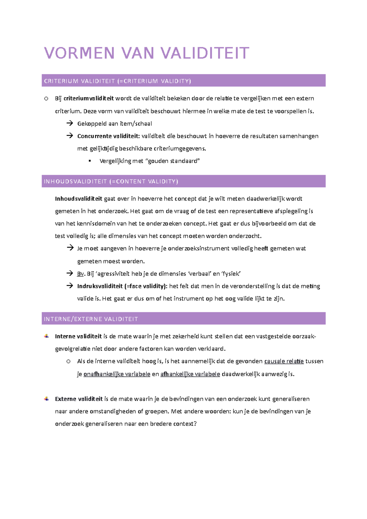 Vormen van validiteit - VORMEN VAN VALIDITEIT CRITERIUM VALIDITEIT ...