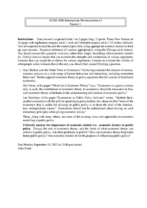 Tutorial - ECON 3029 – LABOUR ECONOMICS TUTORIAL QUESTIONS – TOPIC 7 ...