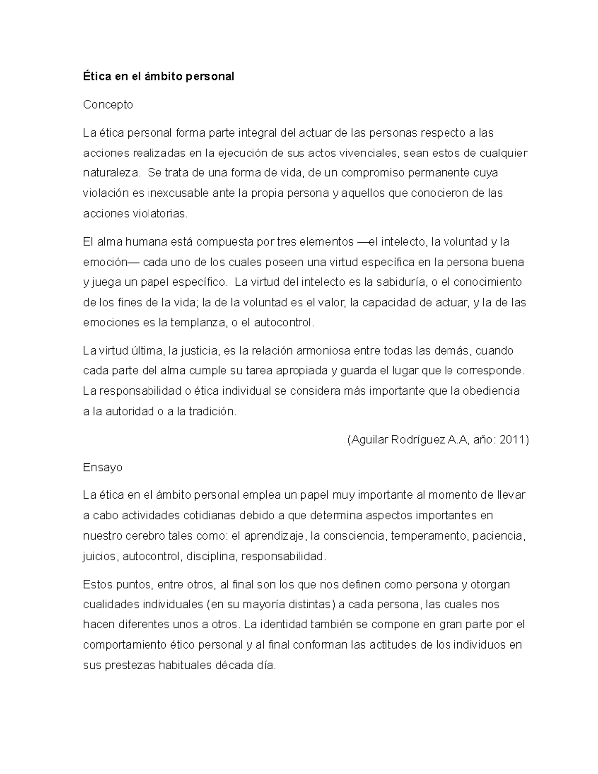 Ética en el ámbito personal - Ética en el ámbito personal Concepto La ...