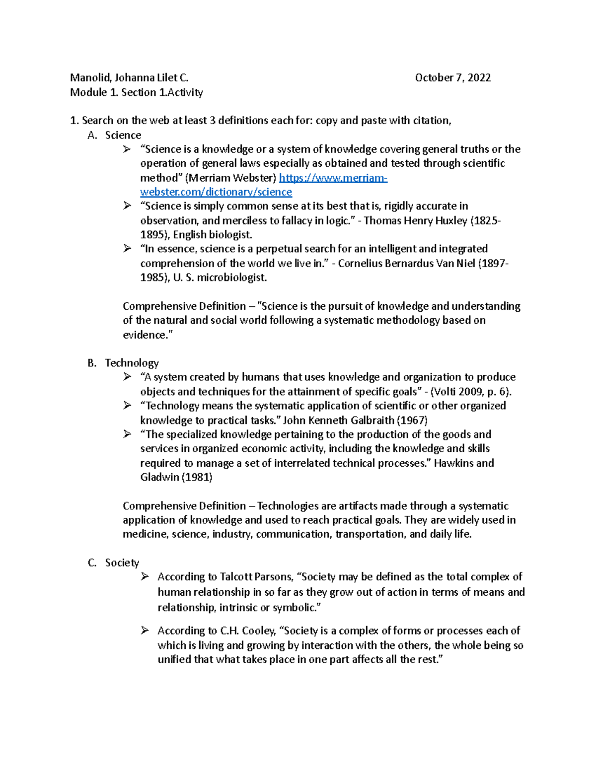 Act Mod1 Sec1 Manolid Johanna Lilet BSA02 - Manolid, Johanna Lilet C. October 7, 2022 Module 1 ...
