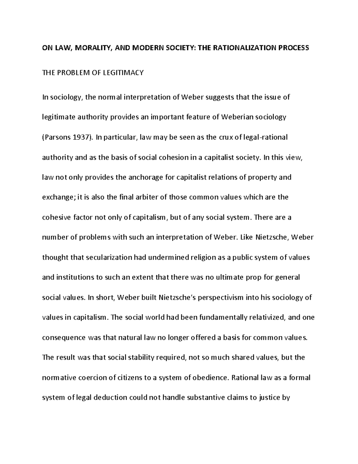 AP-SOSC-2340 Modern Society Part 2 - ON LAW, MORALITY, AND MODERN ...