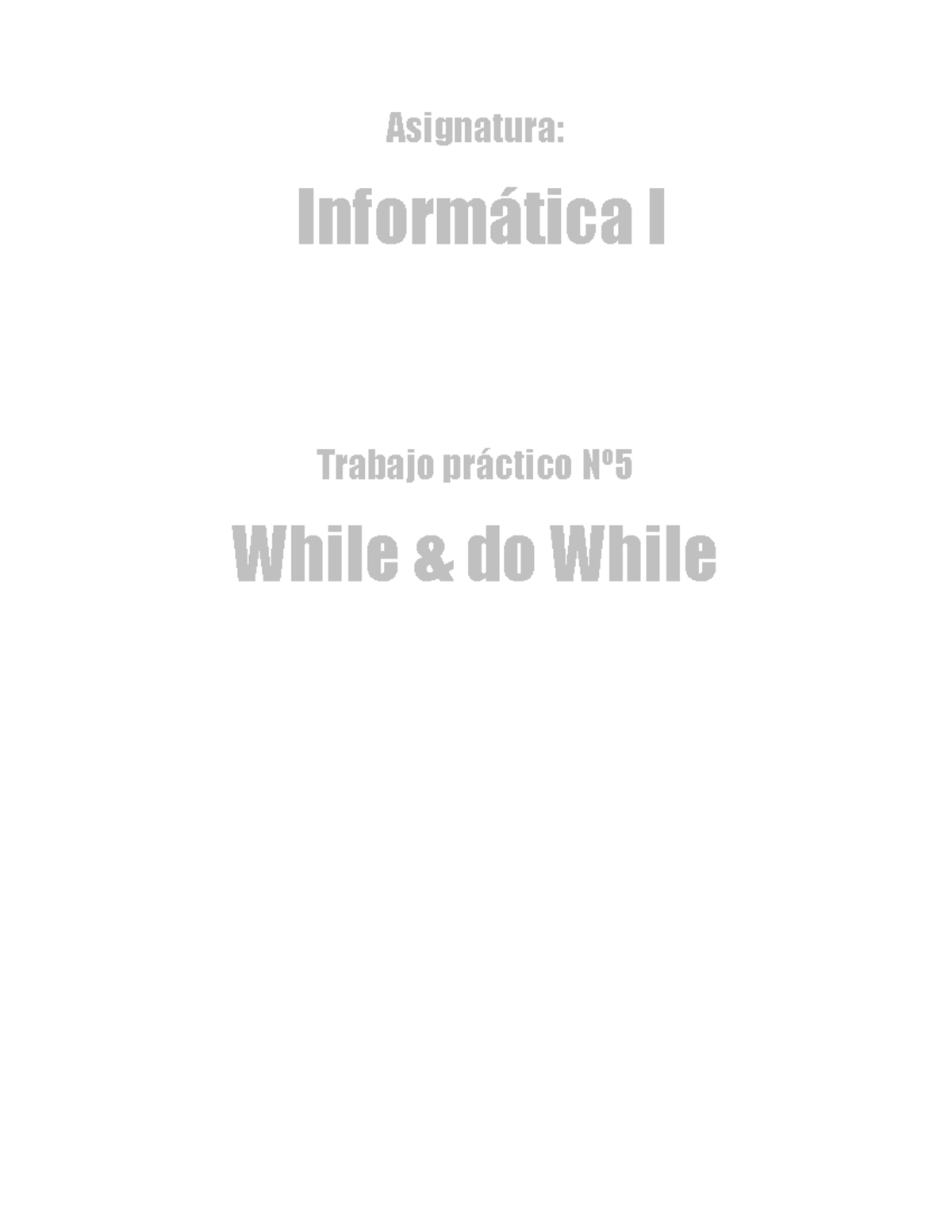 While Do While - - Studocu