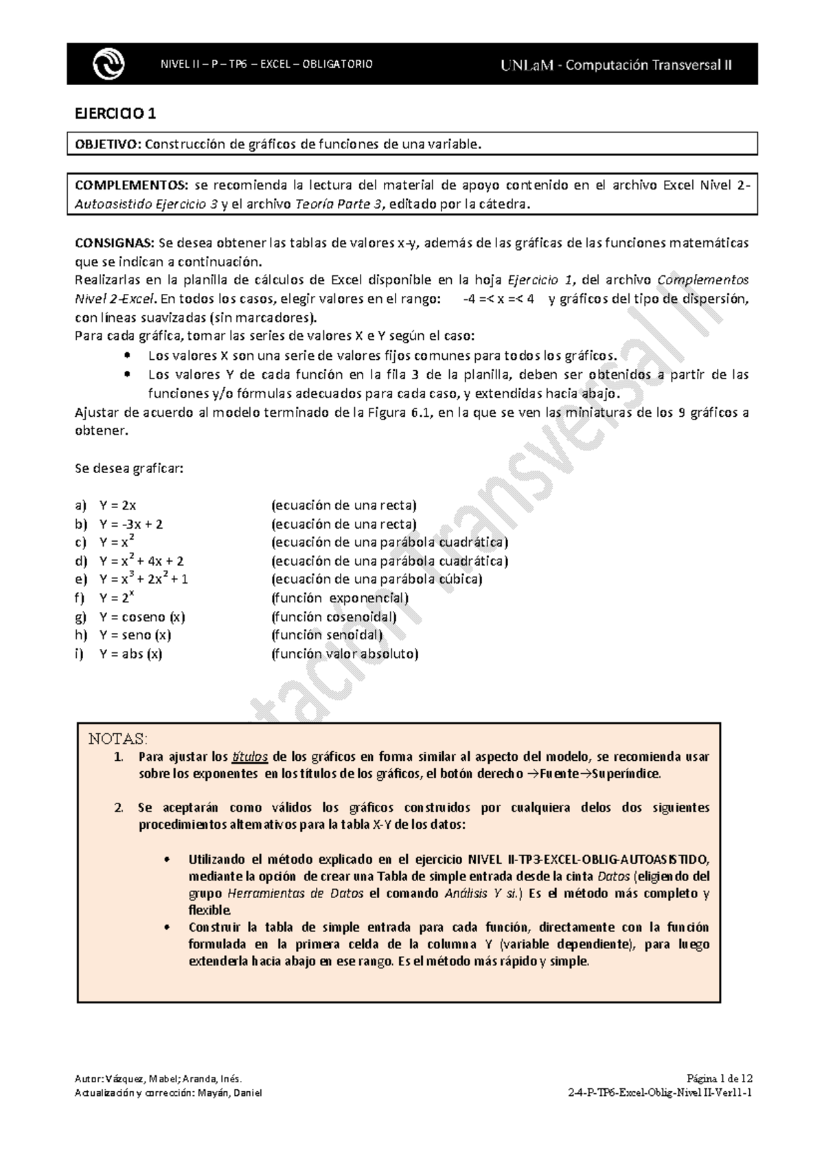 2-4-P-TP6-Excel-Oblig-Nivel II-Ver11-1 - Autor: Vázquez, Mabel; Aranda, Inés. - Studocu