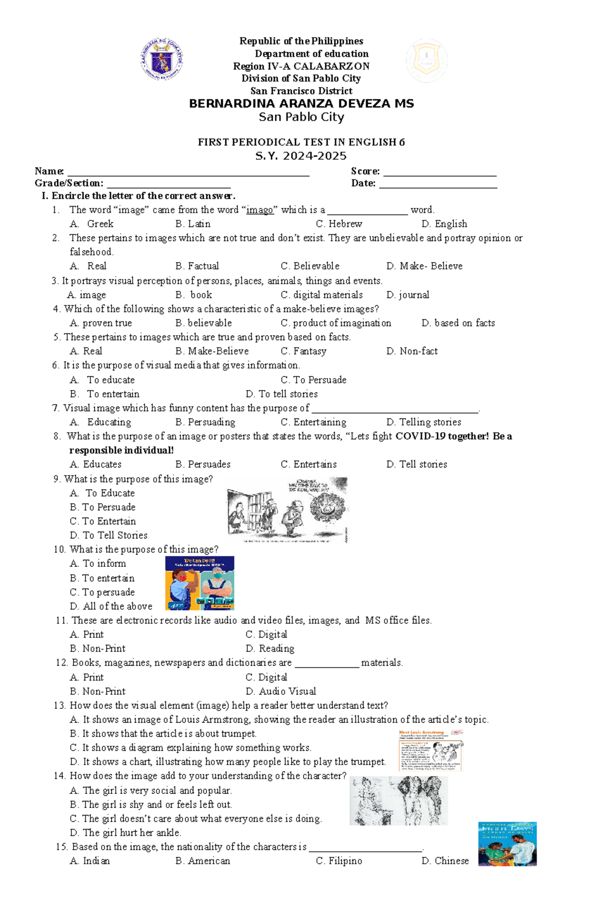 English- First- Quarter - Republic of the Philippines Department of ...