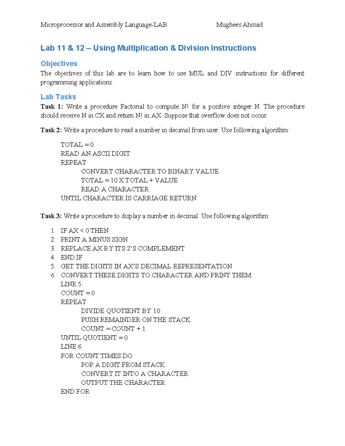 microassembly language - Microprocessor and Assembly Language-LAB ...