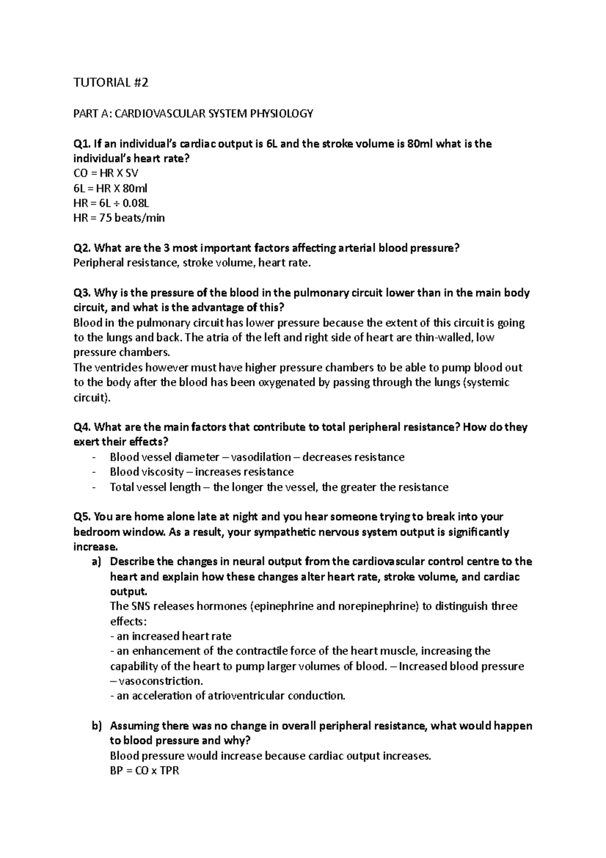 Bioscience 2: Body Structure and Function Tutorial 2 Week 3 - TUTORIAL ...