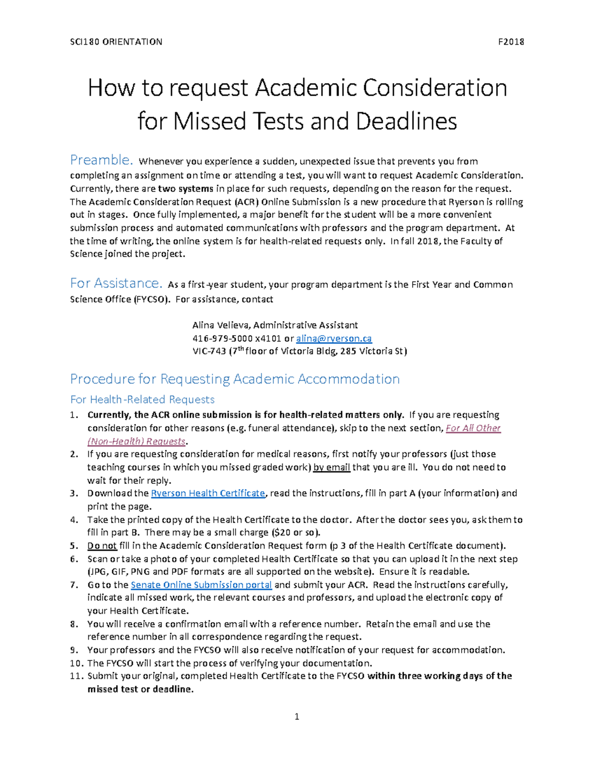 How to request Academic Consideration - SCI180 ORIENTATION F2018 How to ...