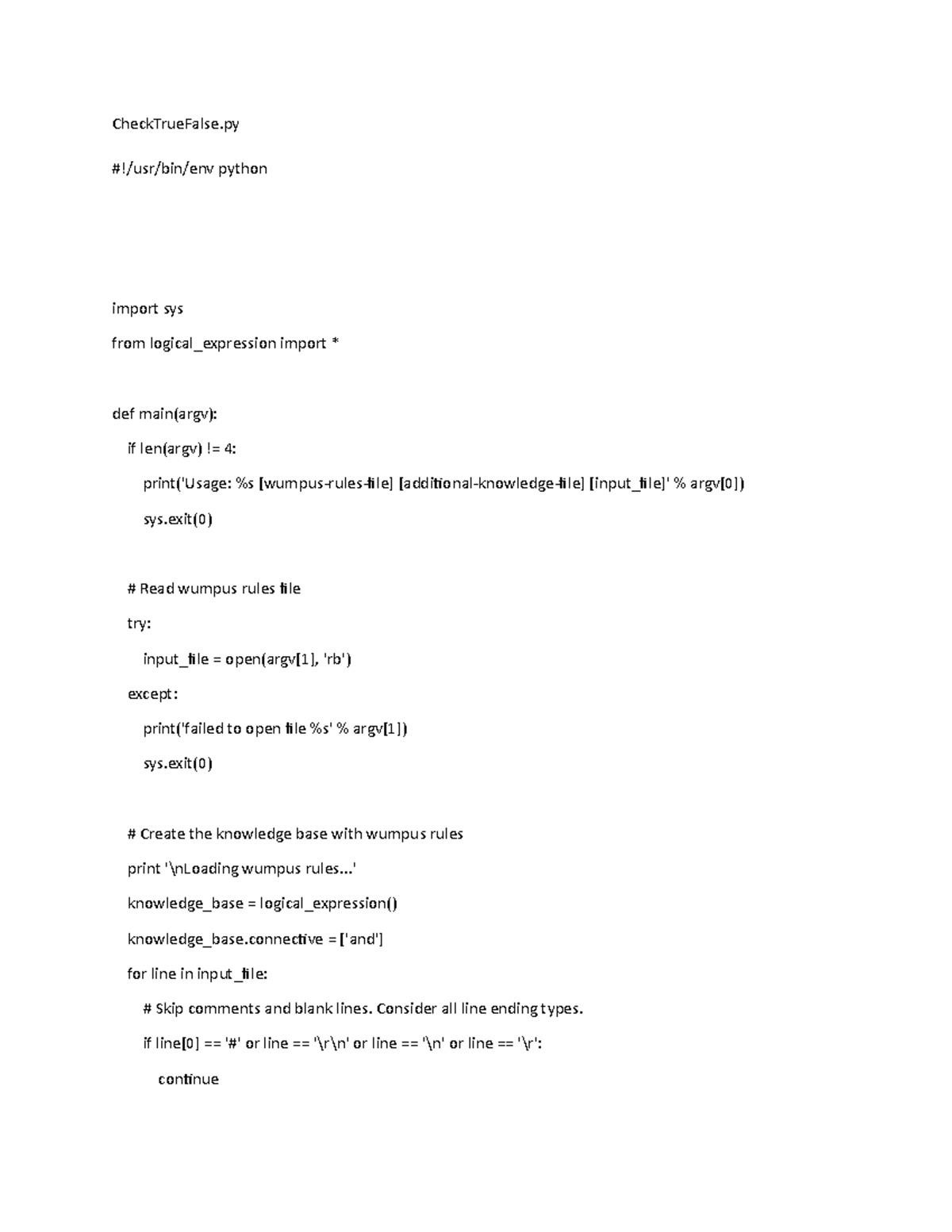 Solution assignment 6 - CheckTrueFalse #!/usr/bin/env python import sys ...