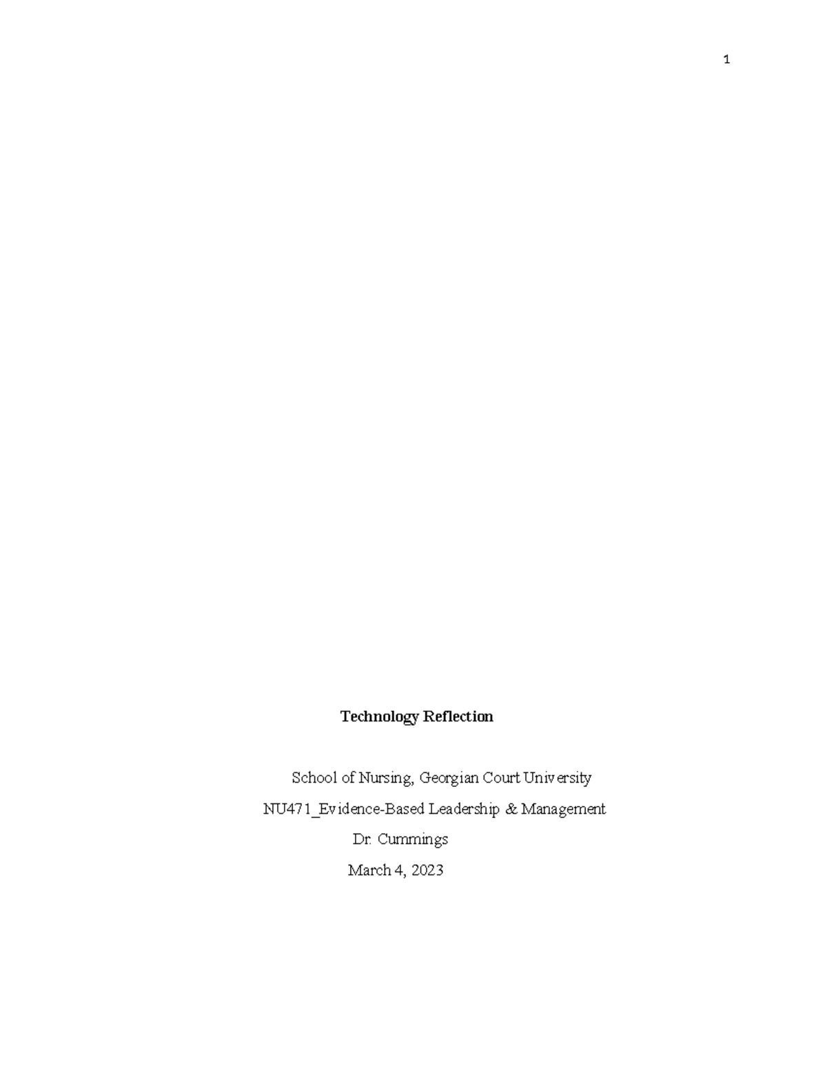 Technology Reflection for Dr. Cummings - Technology Reflection School ...