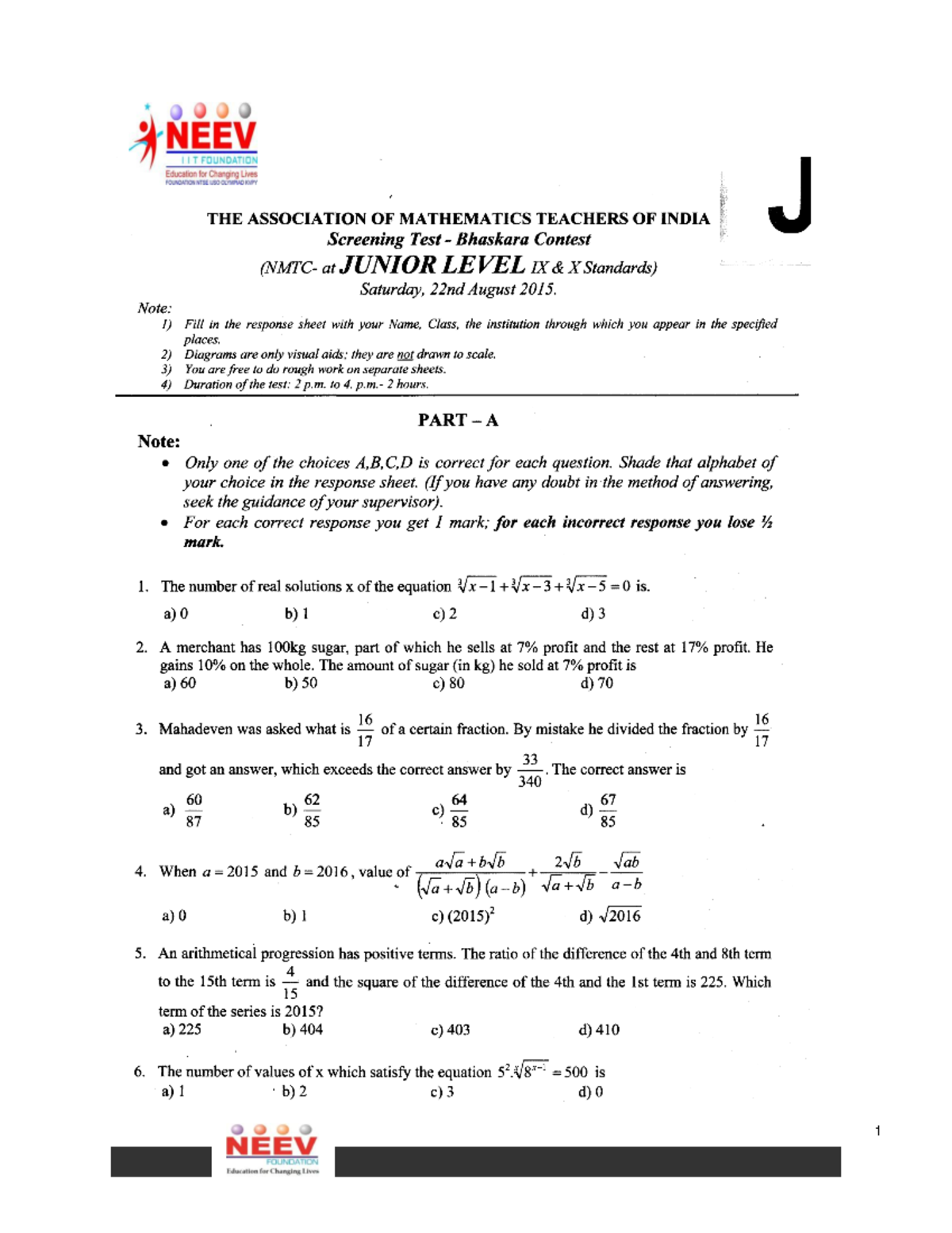 2015 junior paper 9 101 - Studocu