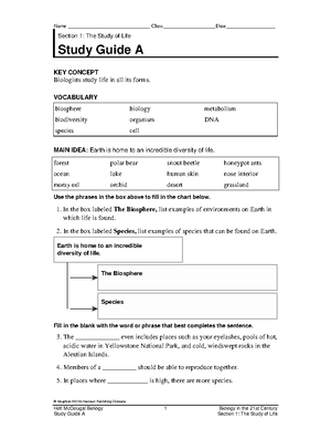 Study Guide Chapter 5 - Cell Growth and Division Answer Key SECTION 1 ...