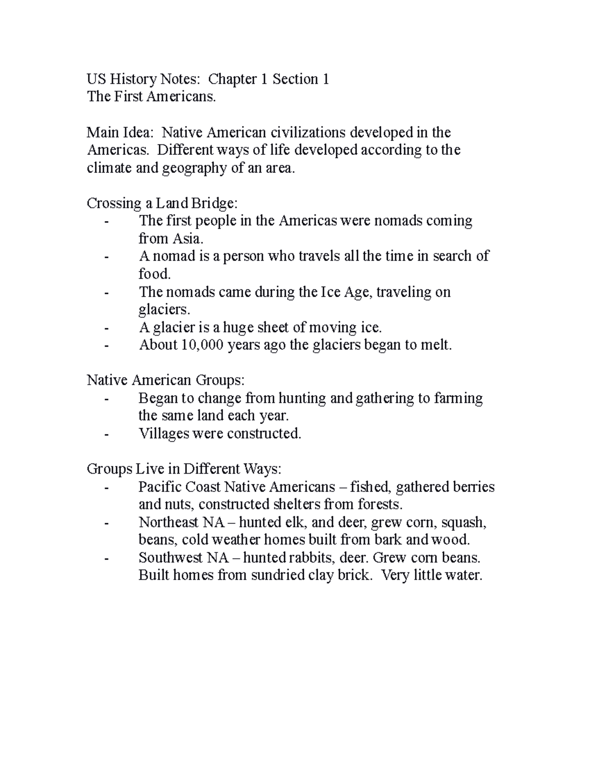 Notes Chapter 1 Section 1 - US History Notes: Chapter 1 Section 1 The ...