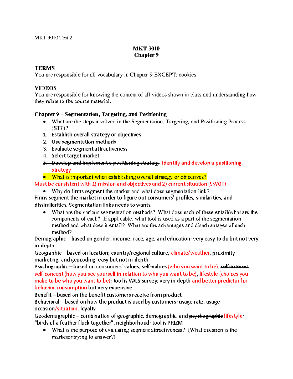 MKT 301 0 Test 2 - study guide for text 2 - MKT 3010 Test 2 MKT 301 0 ...