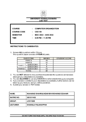 Chp5.2 memory - Lecture note - Computer Organization - UiTM - Studocu