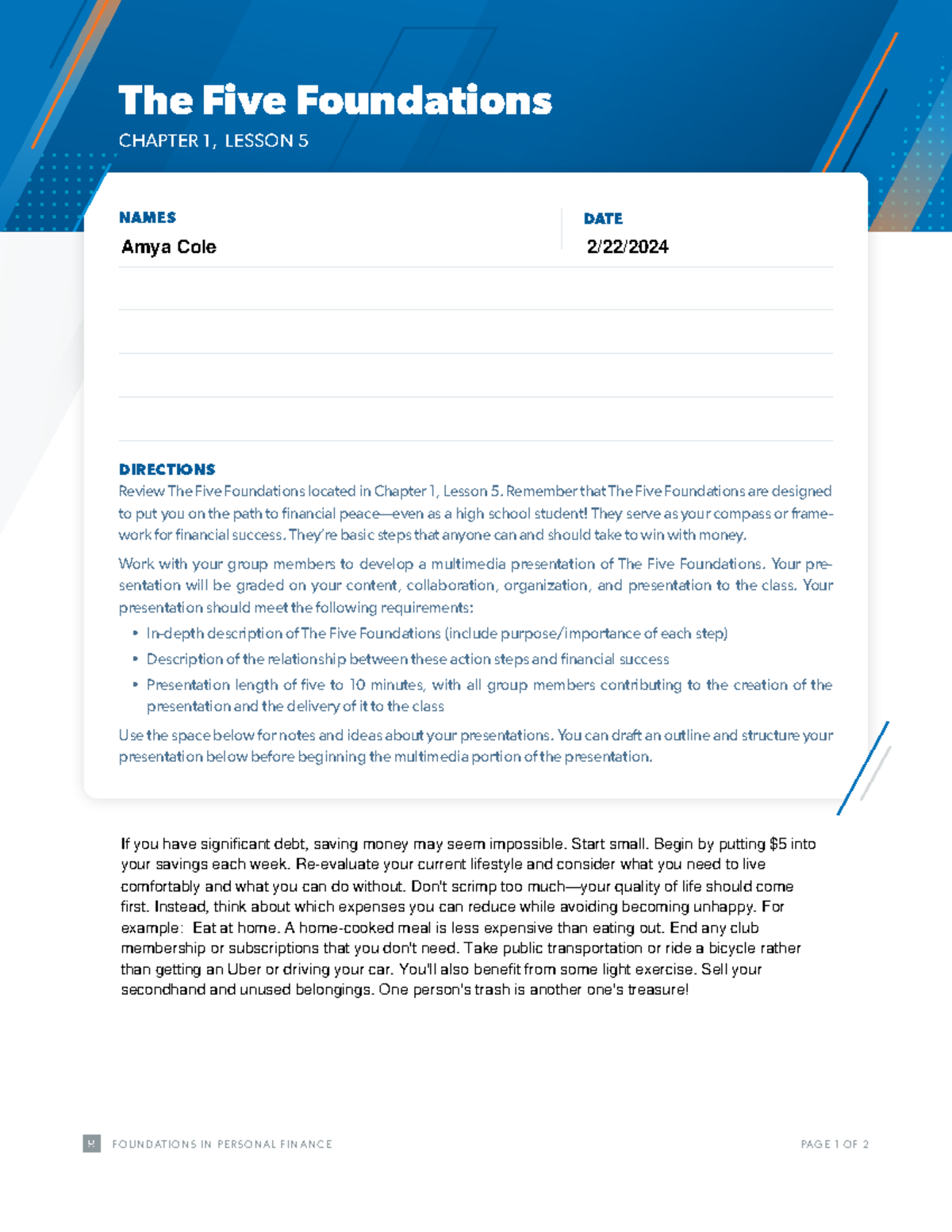 Act ch01 l05 english - fhsjjdjf - PAG E 1 O F 2 The Five Foundations ...