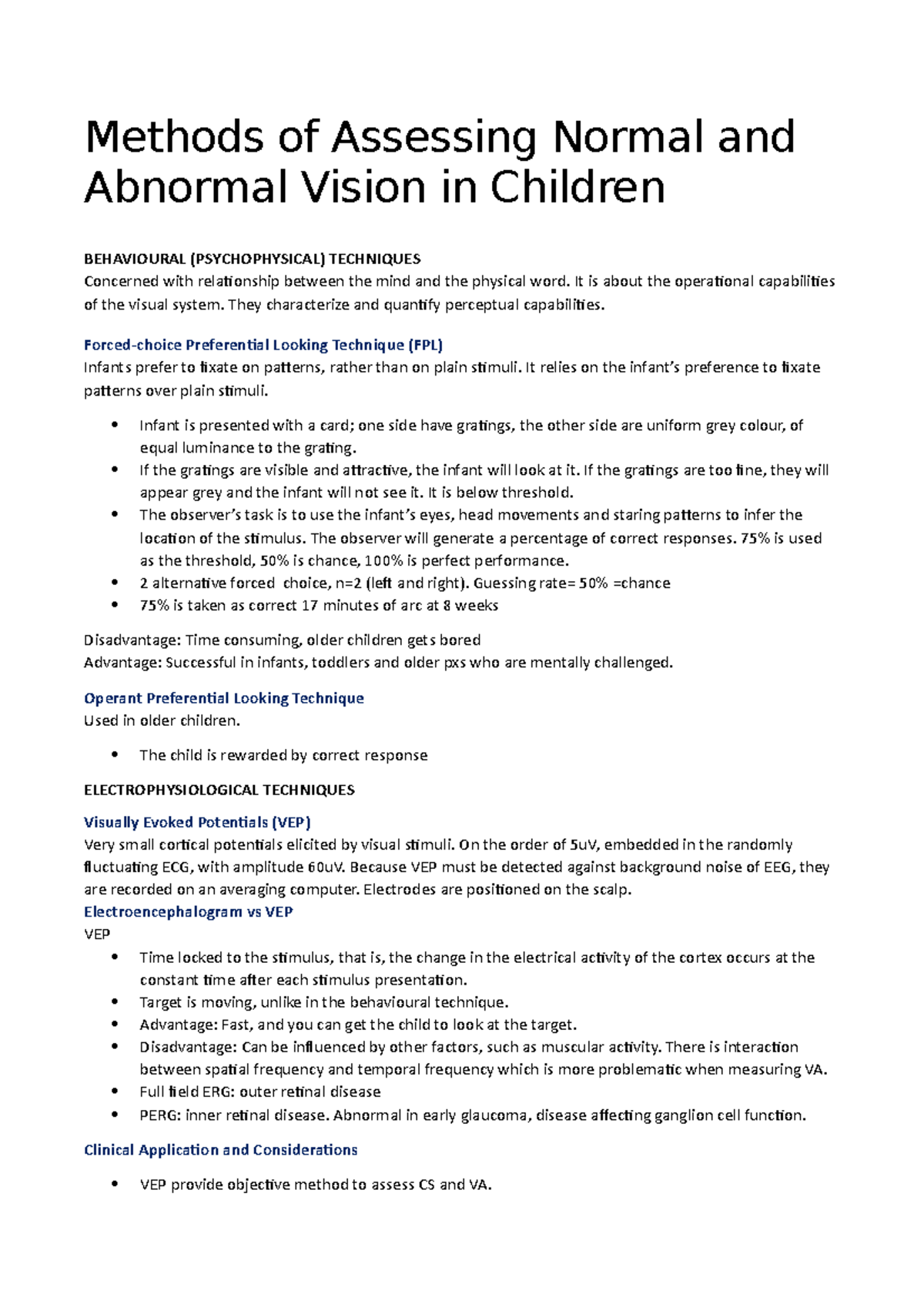 Methods of Assessing Normal and Abnormal Vision in Children - Methods ...