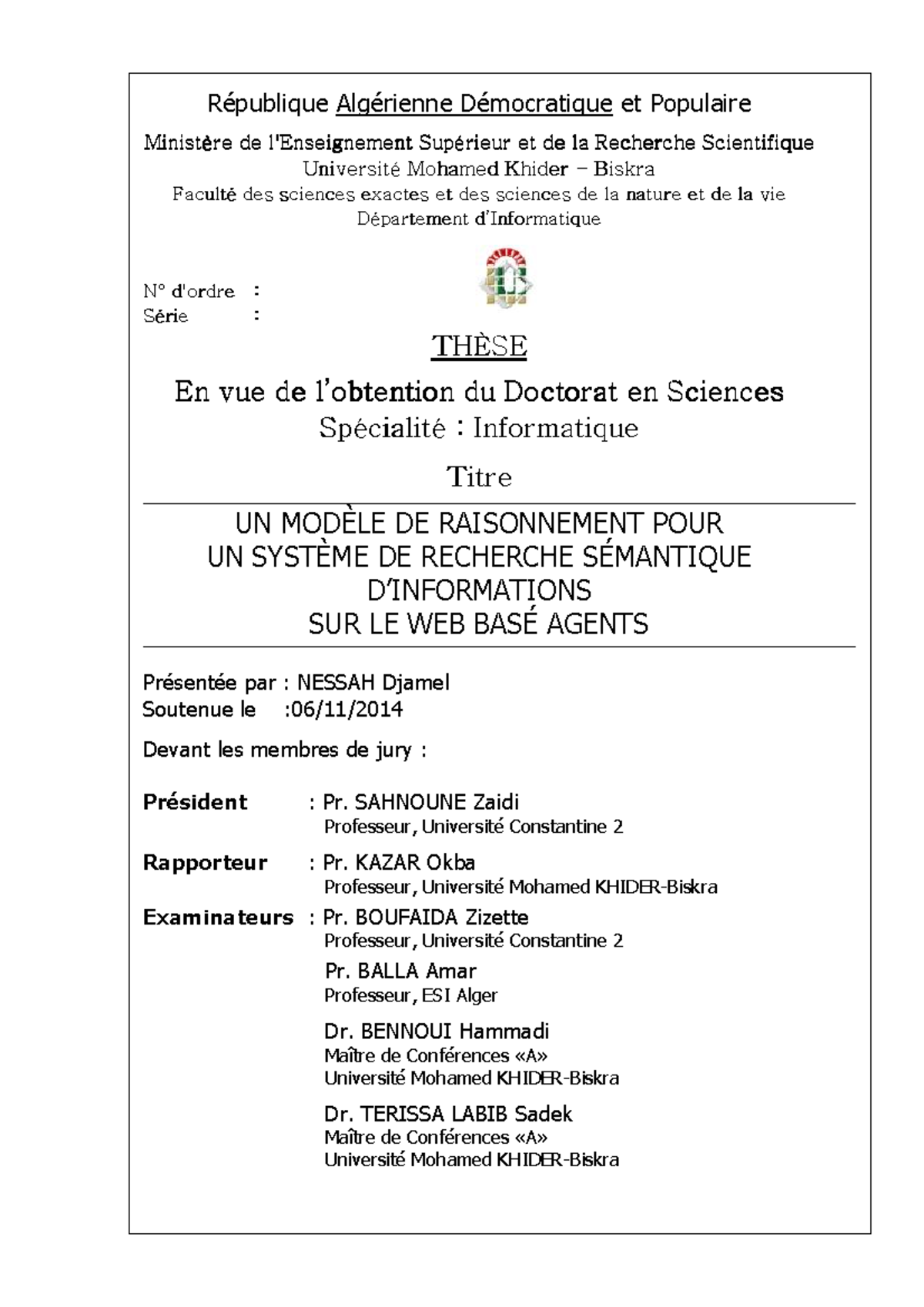 Un modèle de raisonnement pour un système de recherche sémantique d’informations sur le web basé ...