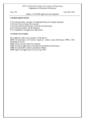 WAD Subject Assignment - MET’S, Bhujbal Knowledge City Institute of Engineering Department of ...