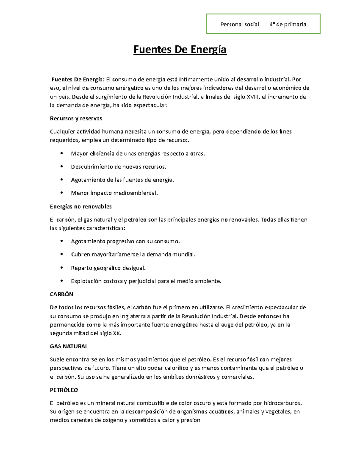 Fuentes De Energía - doc - Fuentes De Energía Fuentes De Energía: El ...